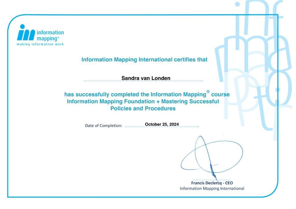 Successfull completion of Information Mapping training | HQ Vector